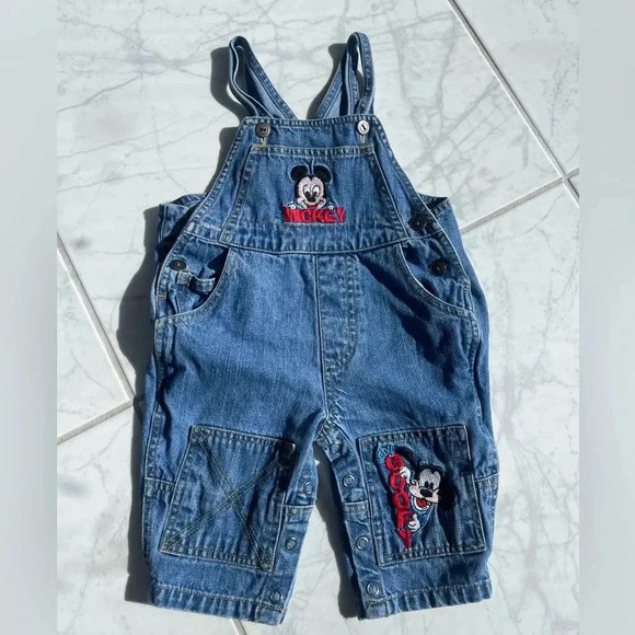 Disney | Bottoms | Vintage Disney Mickey And Goofy Overalls 69 Month ...